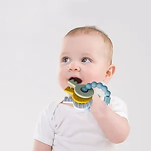 Baby Keys Teether Toys,Silicone Teething Toys for 3+ Months,Teething Keys Toy for Infants-Soft & Raised Texture to Soothe Gums,BPA Free (Deep Blue)