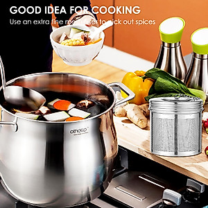 TEEMADE Large Tea Infuser - 304 Stainless Steel Tea Filter with Threaded Lid & Chain Hook - Ideal for Loose Leaf Tea, Cooking, and More - Extra Fine Mesh Holes Tea Strainer for Herbs, Iced Tea & Soup