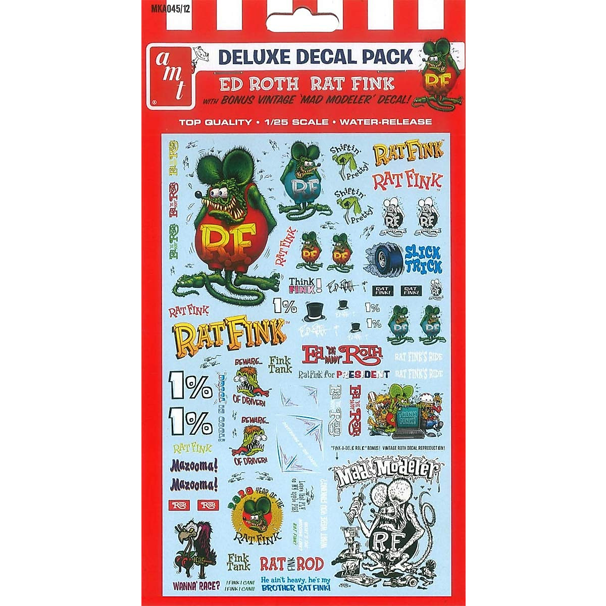 Round 2 Rat Fink Decal Pack (Can be Used on Any 1:25 Scale car or Truck Model) (MKA045)