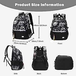 Kids Backpack for Boys Teen Travel Bag with USB Charging Port Geometric Pattern School Bag Middle School Students Bookbags