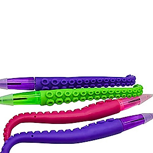 Maydahui 8PCS Octopus Tentacle Shaped Ballpoint Pen Funny Finger Puppet Pen Black Ink Devilfish Fish Pens Soft Silicone for Boys School Student