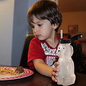 2 Pack Honey Bear Straw Cups with 4 Flexible Straws & Cleaning Tools(2 Straw Brushes &1 Bottle Brush), 8-Ounce Therapy Sippy Bottles for Speech and Feeding Training, Leak-Proof & Food-Grade & BPA Free