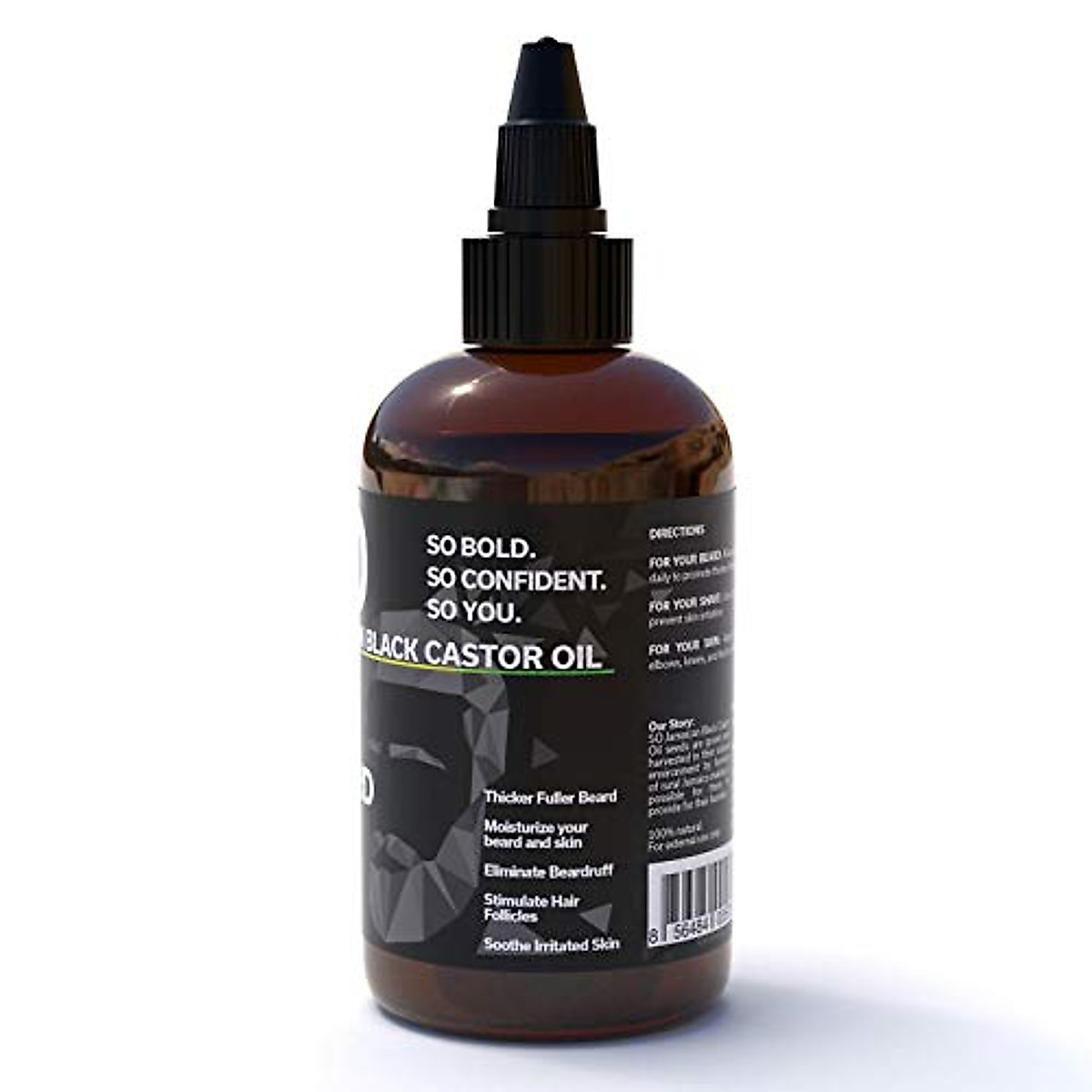 SO Jamaican Black Castor Oil Fast Absorbing, Promote Beard and Hair Growth, Best Oil For Men's & All Hair Textures, Strong Healthy, Brown, Bamboo Lotus, 4 Fl Oz