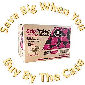 GripProtect® Precise Black Nitrile Exam Gloves | 4 Mil | Chemo-Rated | Food, Home, Hospital, Law Enforcement, Tattoo | (X-Large, 100)