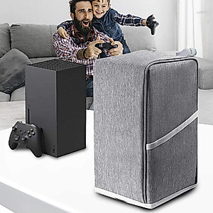 Dust Cover for Xbox Series X, Console Customized Anti Scratch Waterproof Cover Nylon Sleeve Premium Ultra Fine Soft Velvet Lining Case Cover Dust Guard with Back Cable Port Grey