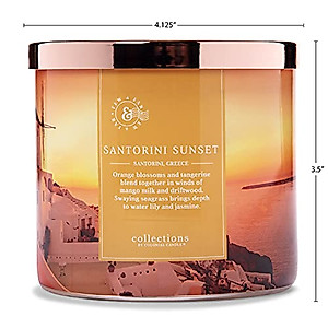 Colonial Candle Santorini Sunset Scented Jar Candle, Travel Collection, 3 Wick, Yellow, 14.5 oz - Up to 60 Hours Burn