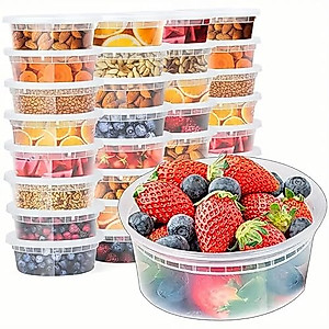 STARANDBEE [20Pack] 8oz, Food Storage Containers with Lids, Plastic Deli Containers, Meal Prep Containers, Microwave and Freezer Safe, Stackable, Leakproof, BPA Free, Clear
