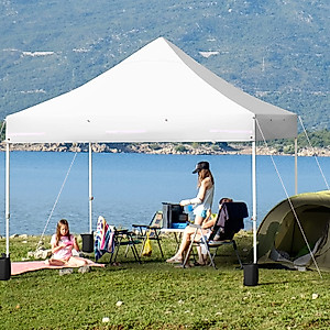 Tangkula 10x10ft Pop up Canopy Tent, Commercial Instant Canopy with 5 Removable Zippered Sidewalls & Extended Awning, Portable Market Canopy Tent with 4 Sand Bags, 8 Stakes, 4 Ropes & Roller Bag
