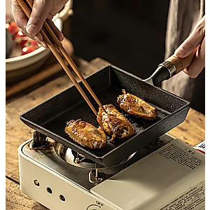 Rong Tian X Tamagoyaki Japanese Omelette Pre-Seasoned Mini Skillets Wooden Handle 9×7 Inch