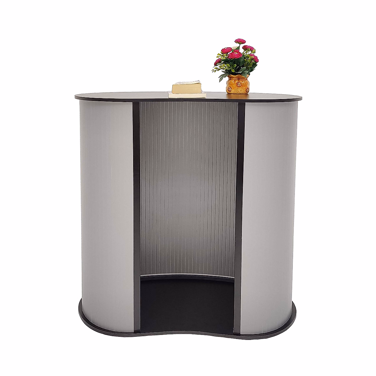 36.4" Tall X 35.6" Wide X 17" Deep Portable Lightweight Tradeshow Podium Lectern Pulpit Economy Event Party Wedding White Or Black Easy to Carry Speaker Organizer Table Countertop 15111-NPF