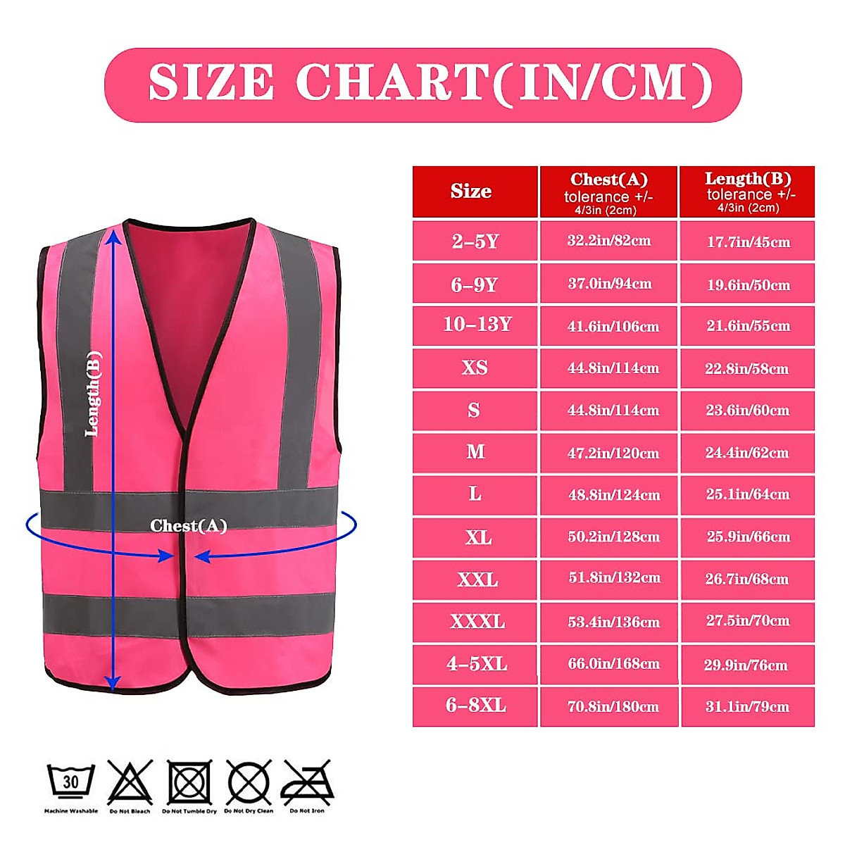 AYKRM pink safety vest small (XS-8XL) (Small, Pink)