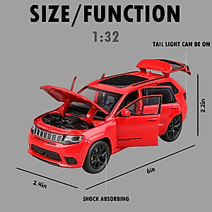 Car Model 1/32 Scale Grand Cherokee Pull Back Diecast Vehicles Toys, Alloy Model Car Collection Mode for Kids,Adult,Boyfriend Gift(Red)