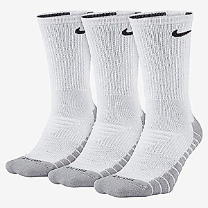 Nike Dry Cushion Crew Training Sock (3 Pairs), White, Large