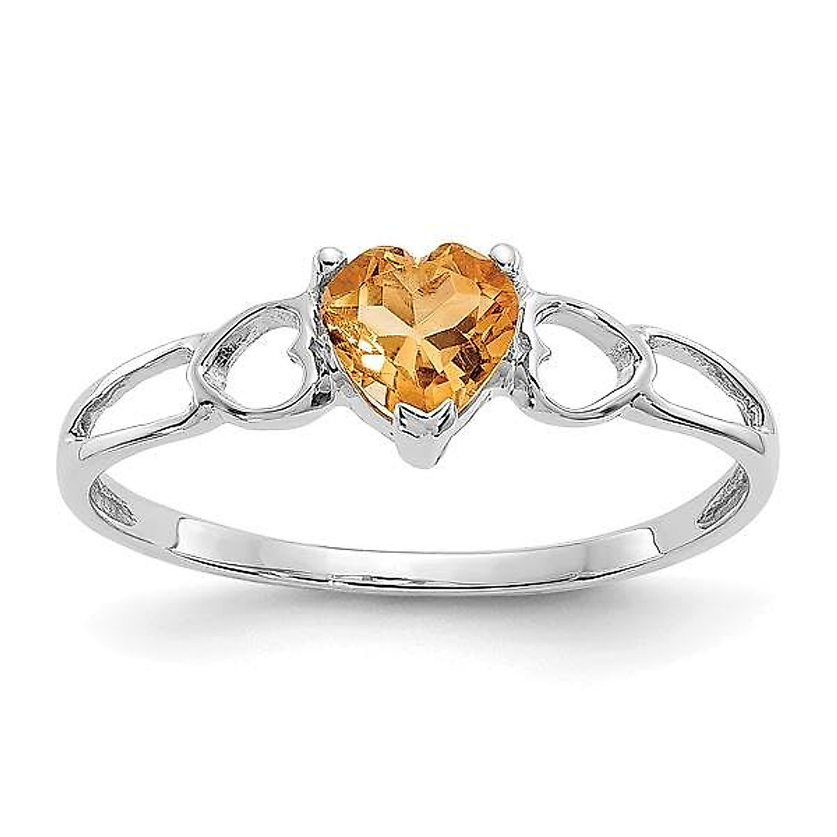 IceCarats 14K White Gold Yellow Orange Citrine Heart Love Ring Gemstone Band November Birthstone Jewelry Size 6