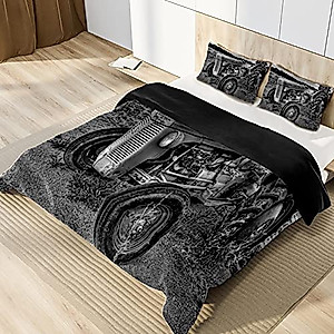 Duvet Covers Set King Size Old Farm Tractor - Soft and Breathable Microfiber Comforter Bedding Set with Zipper Closure for Kids Women Men, 1 Duvet Cover 2 Pillowcase