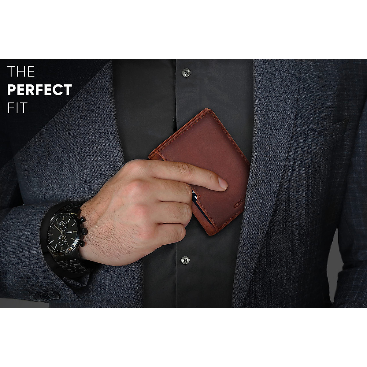 SERMAN BRANDS - Wallets for Men Slim Mens leather RFID Blocking Minimalist Card Front Pocket Bifold Travel Thin (Canyon Red 5.0)