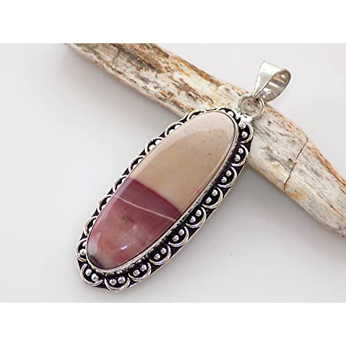 Mookaite Pendant, Birthday Gift Jewelry, Designer Pendant, Silver Plated Pendant, Handmade Pendant Jewelry, Boho Jewelry