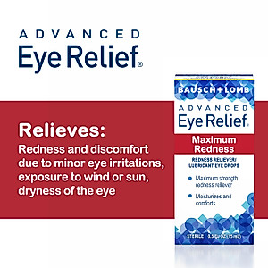 Bausch & Lomb Advanced Eye Relief Maximum Redness Lubricant Eye Drops from 0.5 Fl Oz (15 mL) - Pack of 5