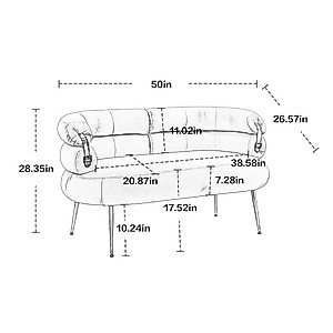 Lunanniu Velvet Loveseat Compact Gold Legs Golden Accent Clasps Comfy Love Seat Contemporary Small Accent Couch Arm Chair Modern for Living Room Bedroom for Small Space Wine Red
