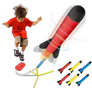 Play22 Toy Rocket Launcher for Kids Shoots Up to 100+ Feet - Play Launch Rocket Includes 6 Foam Rockets, 3 Colors - Best Birthday Gift for Boys and Girls Fun Outdoor Toys for Kids Age 3+ Years