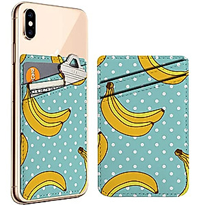 Diascia Pack of 2 - Cellphone Stick on Leather Cardholder ( Sweet Bananas Polka Dots Pattern Pattern ) ID Credit Card Pouch Wallet Pocket Sleeve