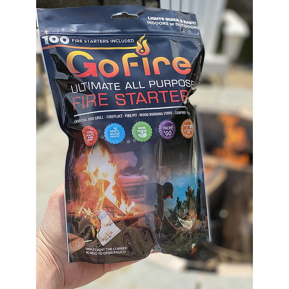 GOFIRE: Ultimate All Purpose Fire Starter- Non-Toxic, Earth-Friendly, Portable, Weather-Proof Fire Starter for Camping, Hiking, Backpacking, Fireplaces, Wood Stoves and More! 100 Fire Starters