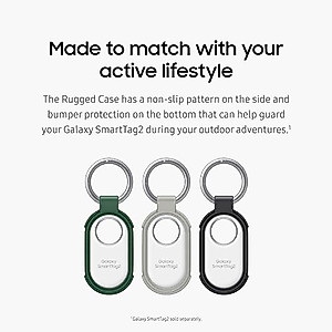 SAMSUNG Galaxy SmartTag2 Rugged Case, GPS Tracker Holder, Tracking Device Protective Cover with Key Ring, Non-Slip Pattern on Side, Bumper Protection on Bottom, EF-RT560TJEGUS, Gray