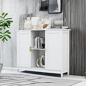 TaoHFE White Storage Cabinet, Credenza Buffet Cabinet Wooden Coffee Bar Cabinet Buffet Table White Sideboard Thin Cabinet for Narrow Spaces Entry Cabinet Hallway Cabinet for Kitchen