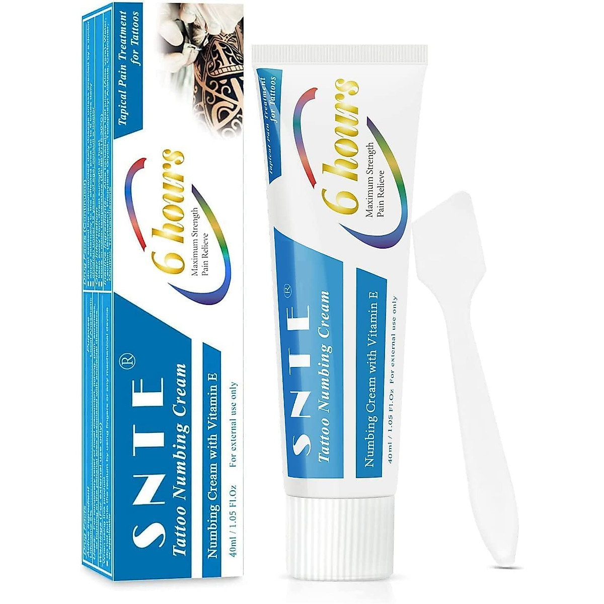 Tattoo Numbing Cream, ( 1.41Oz ) 6 - 8 Hours Painless Tattoo Numbing Cream, Numbing Cream with Aloe Vera, Vitamin E, Lecithin