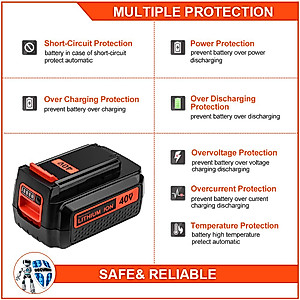 3.0Ah Replacement for Black and Decker 40V Lithium Battery LBX2040 LBXR36 LBXR2036 LST540 LCS1240 LBX1540 LST136W LBX2540 LST136 LHT2436 LSW36 Cordless Tools Battery