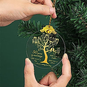 50th Wedding Anniversary Ornament, 50th Anniversary Wedding Gift, 50 Years As Mr. & Mrs. Christmas Glass Ornament Gift for 50 Years Couple Husband Wife Married Parents Grandparents Anniversary
