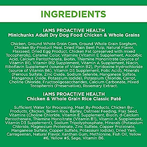 IAMS Proactive Health Adult Minichunks Dry Dog Food and Classic Pate Wet Dog Food Cans, Chicken Recipes