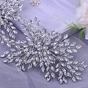 HAIPEI Bridal Wedding Hair comb Wedding Headpiece for Bride Rhinestone Wedding Headband Crystal Hair Accessories for Women and Girls (Silver), one size