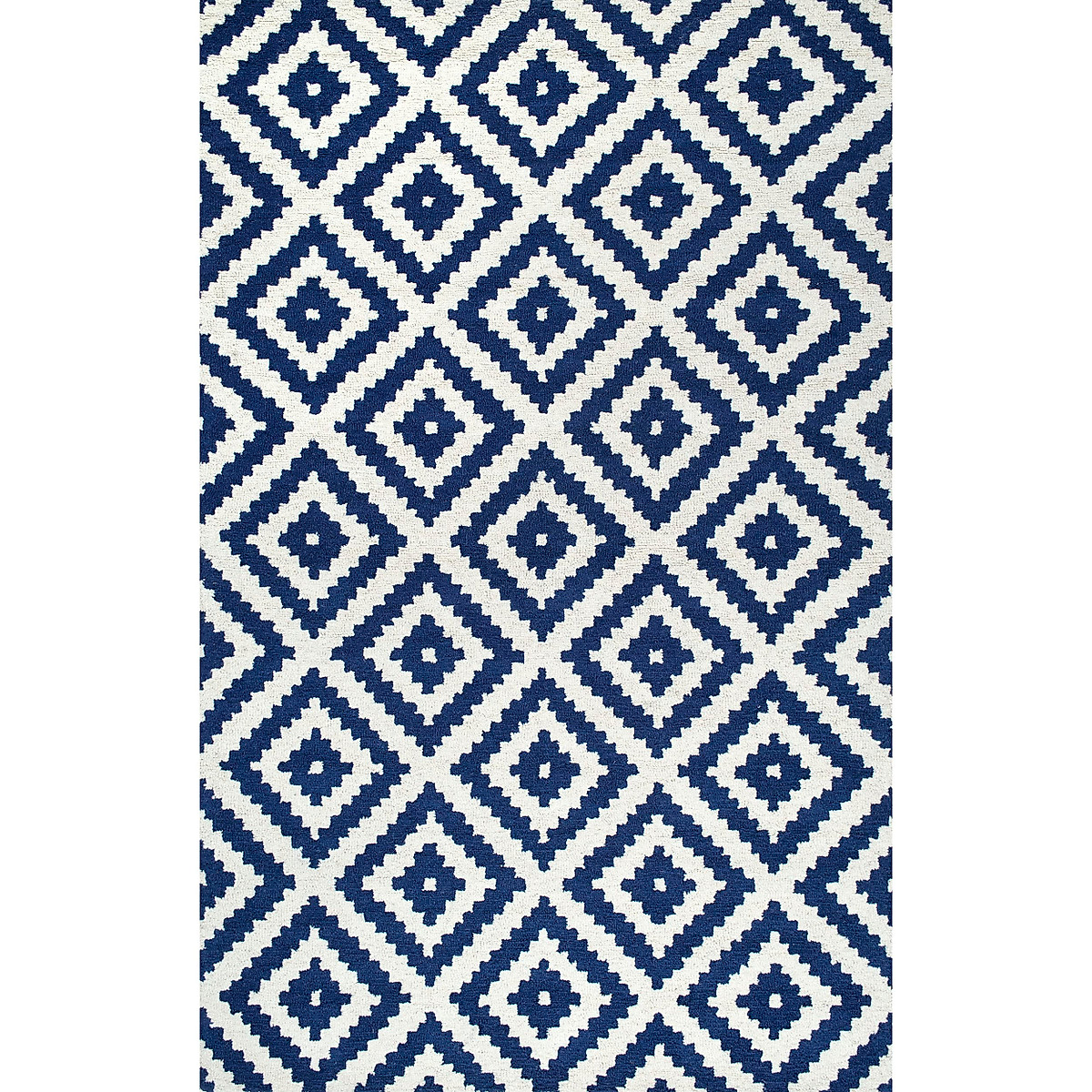 nuLOOM Kellee Hand Tufted Geometric Wool Area Rug, 5x8, Navy
