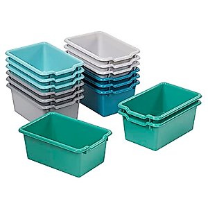 ECR4Kids Scoop Front Storage Bin, Multipurpose Organization, Contemporary, 15-Piece