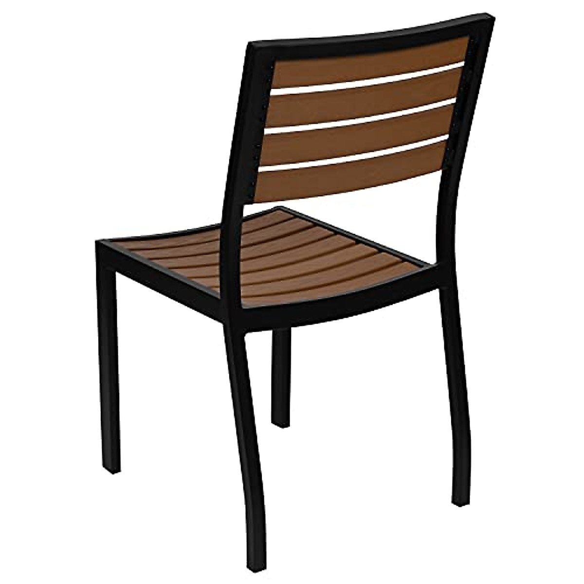 Flash Furniture Lark Outdoor Stackable Side Chair with Faux Teak Poly Slats