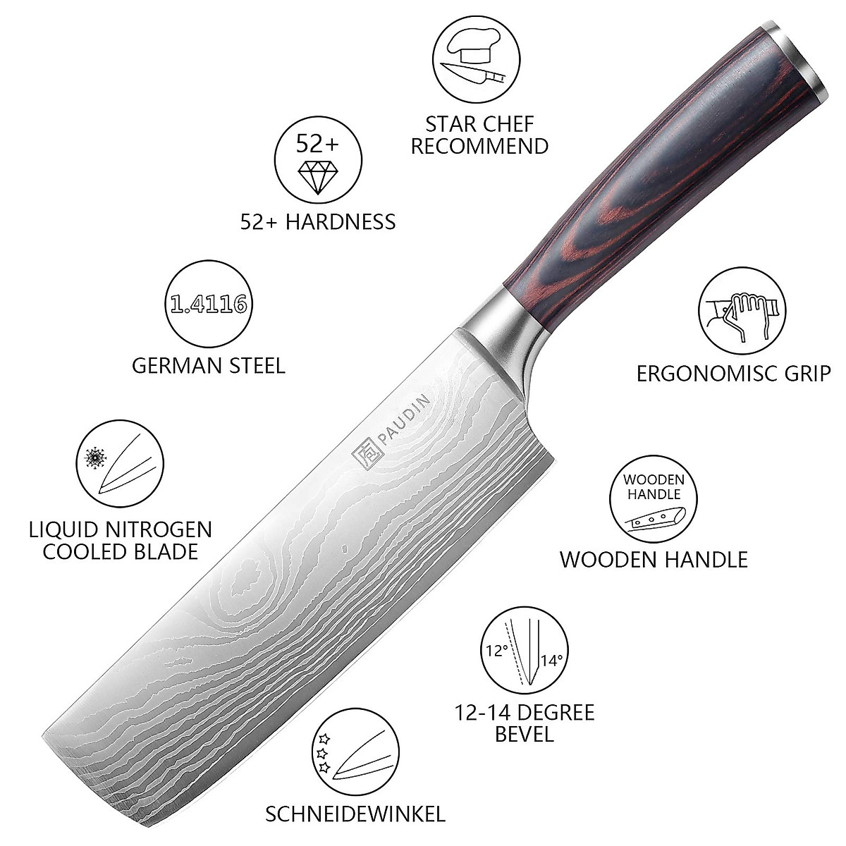 PAUDIN Nakiri Knife and Kitchen Utility Knife