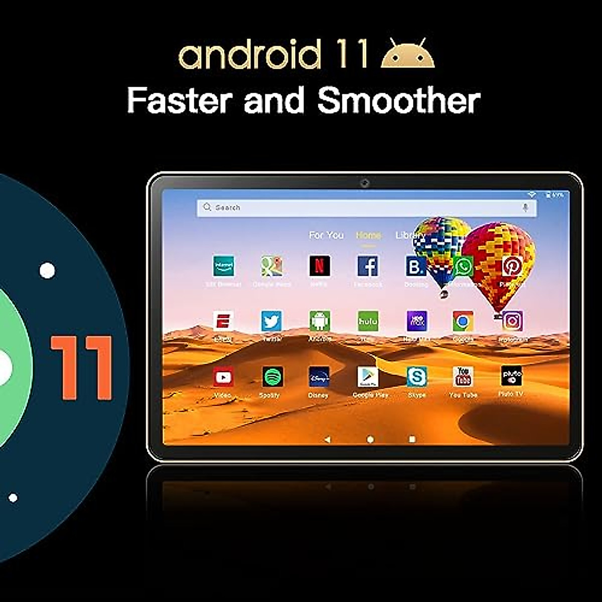 OUZRS 5G Tablets 10 Inch Android 11 GO GMS Tablets, 64GB ROM /256GB Expand, WiFi Tablet Computer, Bluetooth, 6000mAh Tablet PC, Tableta with Dual Camera -Gold