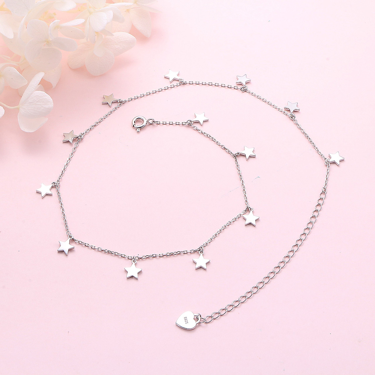 Sterling Silver Jewelry Lucky Star Choker Necklace Pendant Disc Chain Statement Necklace For Women