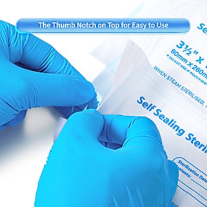 Annhua 3.5 X 6.5 Self Sterilization Pouches for Dental Offices, 100 Pcs Self Seal Sterilizer Bags Pouch - Blue