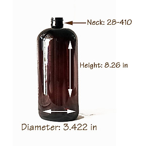32 oz Amber Plastic PET Plastic Bottle with Black Hand Lotion Pump and Kraft Labels (3)