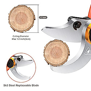OUPINLH Electric Pruning Shears with 2 Pcs 21V Compact Battery 2000mAh 1.2 Inch(30mm) Cutting Diameter Cordless Battery Powered Pruner for Garden Branch 6-8 Working Hours