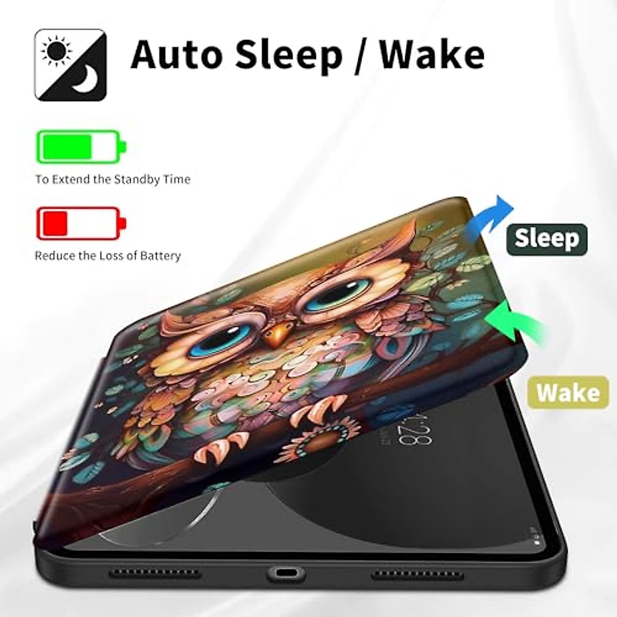 CGFGHHUY Case for Galaxy Tab S8 Plus/S7 FE 12.4 inch Tablet 360 Degree Rotating Stand Smart Cover with Auto Wake Sleep Case for Samsung Galaxy Tab S8+ 2022/S7 FE 2021 - Owl in The Tree