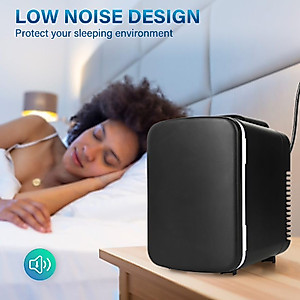 Simple Deluxe Mini Fridge, 4L/6 Can Portable Cooler & Warmer Freon-Free Small Refrigerator, Provide Compact Storage for Skincare, Beverage, Food, Cosmetics, for Bedroom, Office, Dorm, Black, New