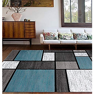 Contemporary Modern Boxes Area Rug 7' 10" X 10' 2" Blue/Gray
