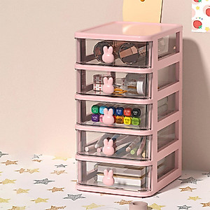 Dosulou Stackable Makeup Organizer and Storage - Clear Plasticss Storage Drawer with Pull-Out Handles | Multi-use Organizing Bins for Kitchen, Bedroom, Bathroom, Offices, Utensils, Makeup, Jewellery