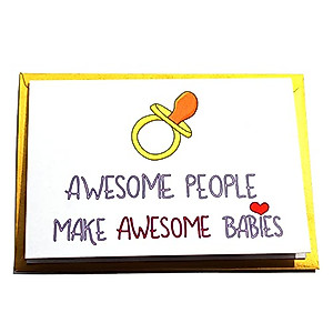 Awesome People Make Awesome Babies Cute and Sweet Congratulations Card - Funny Unique Handmade New Baby Card for New Mom Dad, Baby Shower Congrats Gift