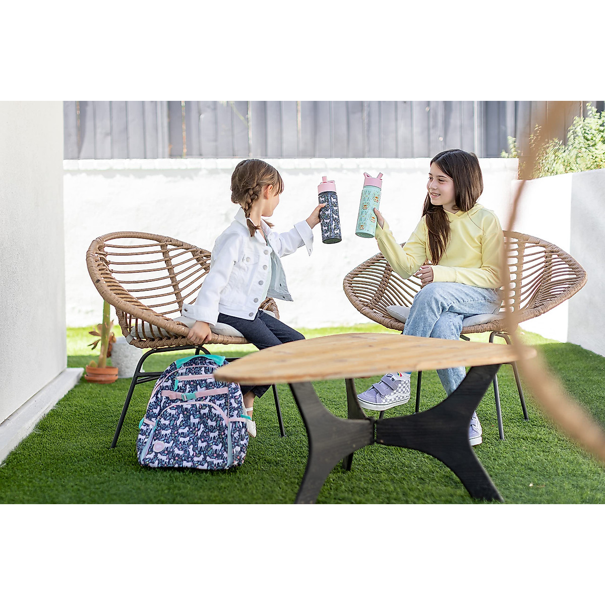 Simple Modern Disney Stitch Water Bottle with Straw Lid | Reusable Insulated Stainless Steel Cup for Girls, School | Summit Collection | 18oz, Tropical Stitch