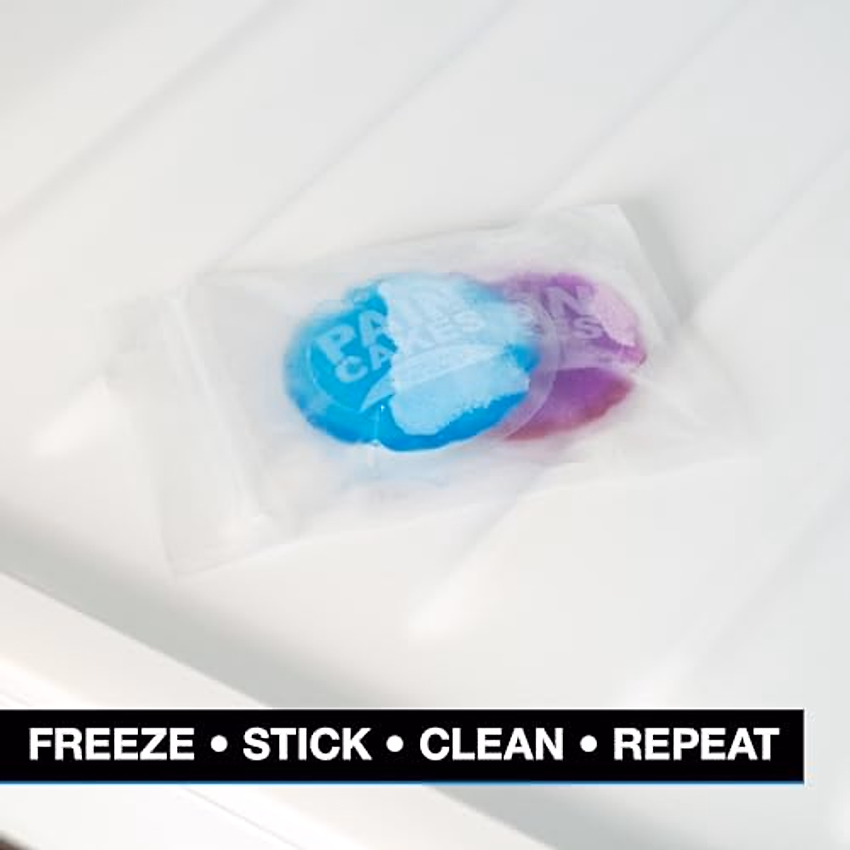 PAINCAKES Reusable Mini Cold Packs - Stickable Ice Packs for Targeted Cold Therapy - Perfect for Injuries, and Small Areas - Latex-Free Cold Compress, 100x Re-Stickable Blue & Purple 2 Pack Set