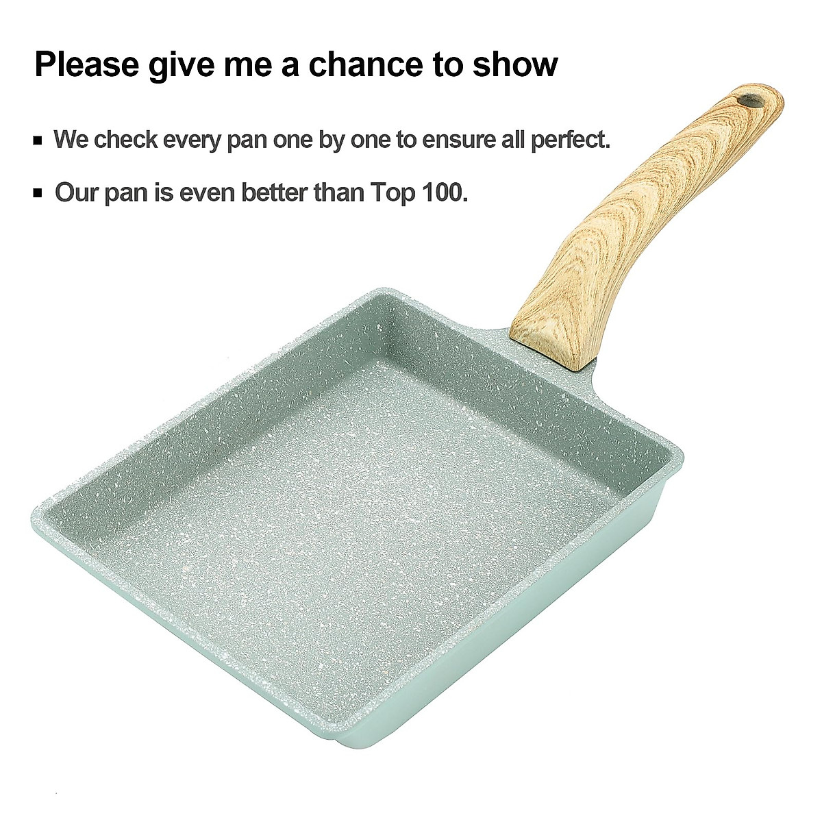 DAFEIKE Nonstick Omelette Pan Japanese Tamagoyaki Egg Pan Rectangular Small Non Stick Frying Pan 8” x 6”, Green